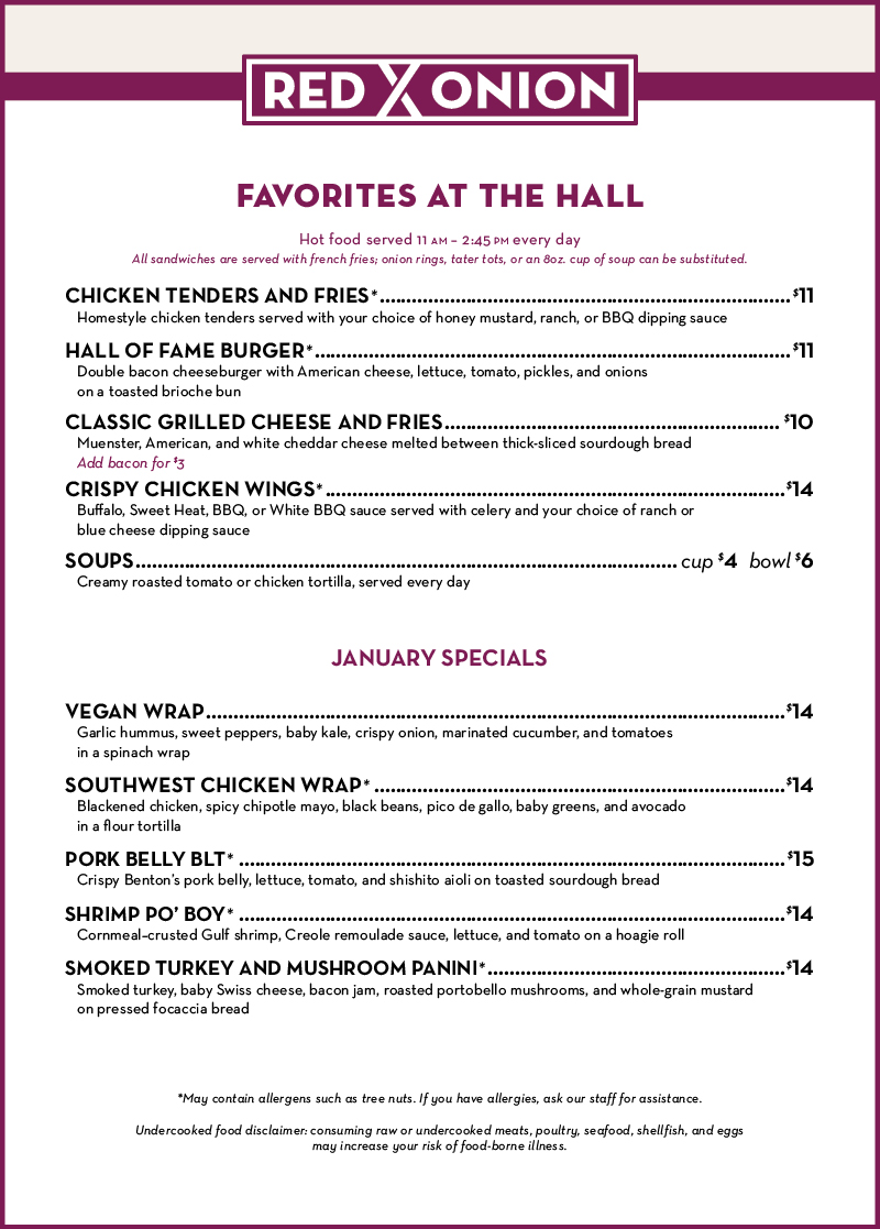 Red Onion Menu - Country Music Hall of Fame and Museum