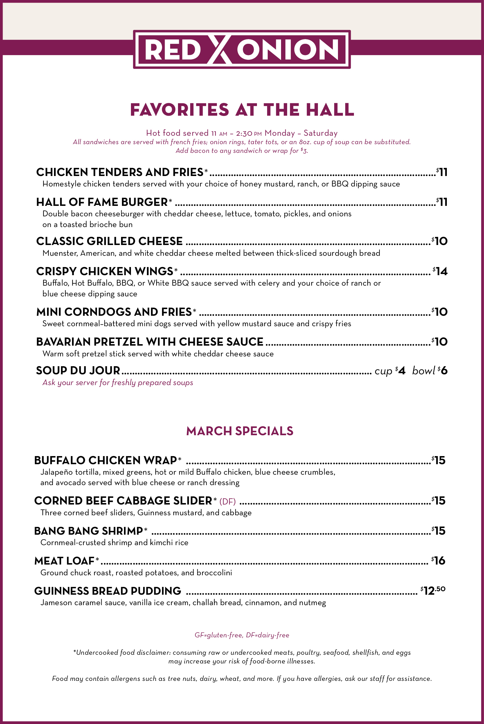 Red Onion Menu - Country Music Hall of Fame and Museum